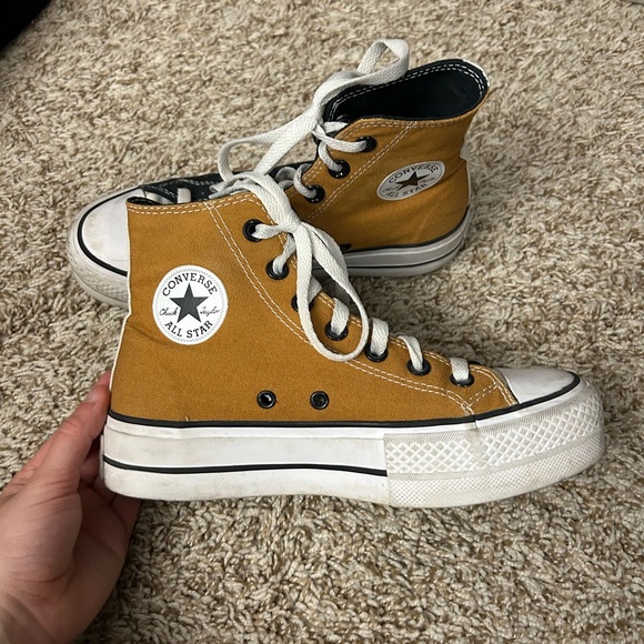 Converse | Shoes | Converse All Star Hightop Platform Sneakers In Tan ...